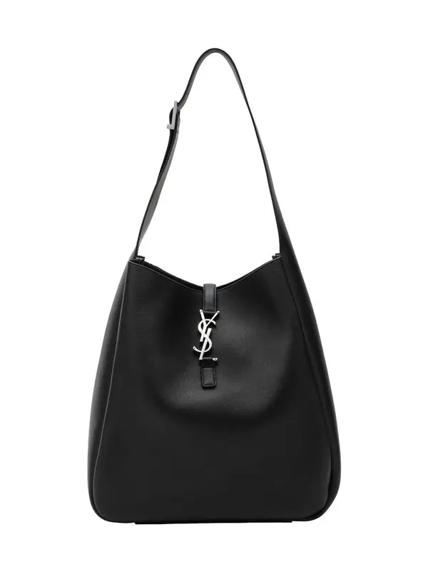 Saint Laurent Large Le 5 7 Bag In Hammered Calfskin - Black