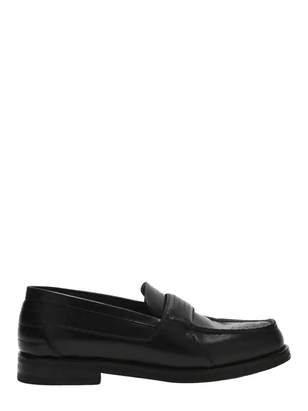 1989 STUDIO Leather Loafers With Perforated Details And Padded Back - Black