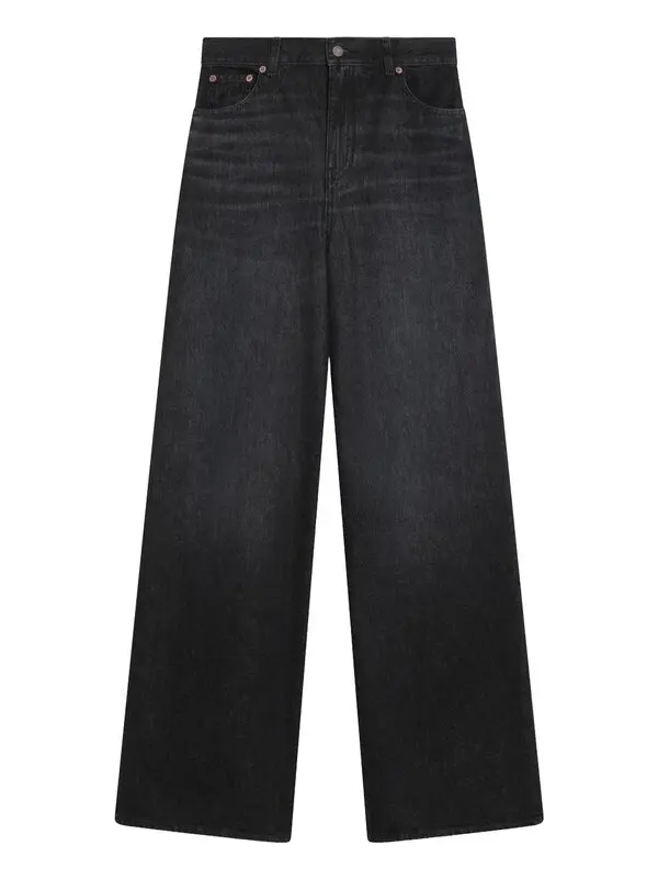 Chloé Wide Leg Faded Denim Jeans - Black