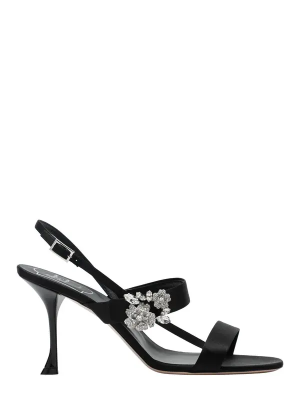 ROGER VIVIER Satin Efflorescence Sandals - Black