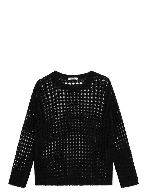 Max Mara Cotton Mesh Long-sleeve Sweater - Black