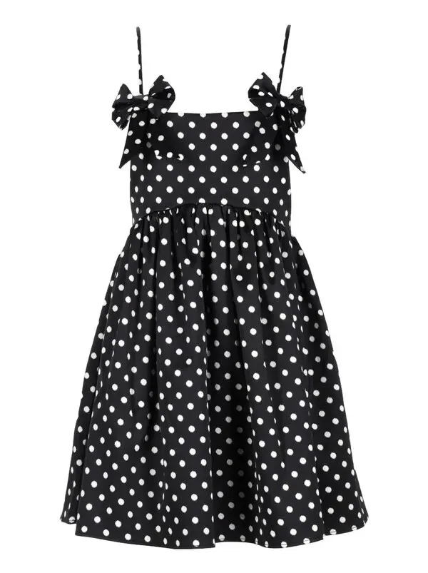 GANNI Polka Dot Mini Dress - Black