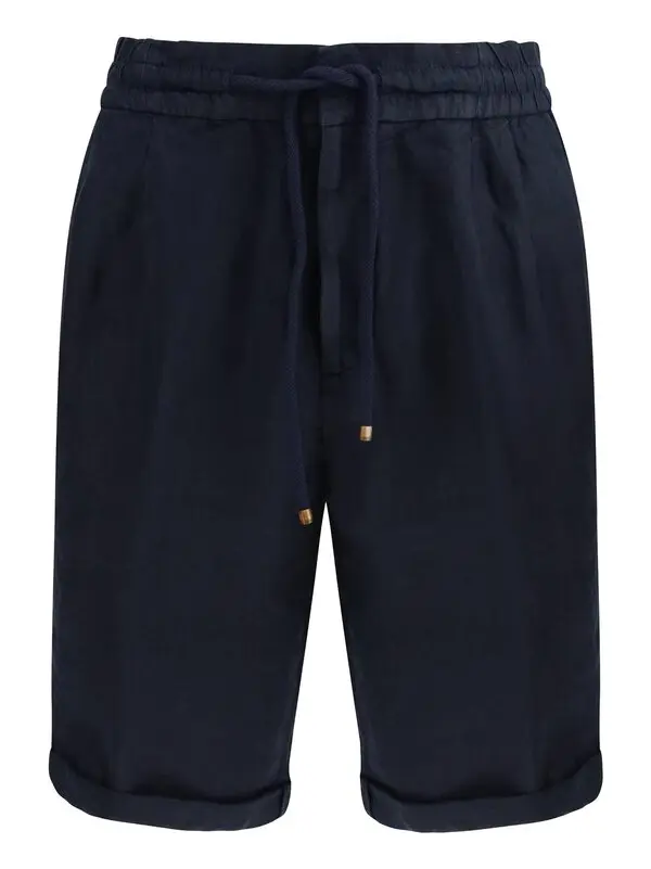 Brunello Cucinelli Linen Dyed Shorts - Blue