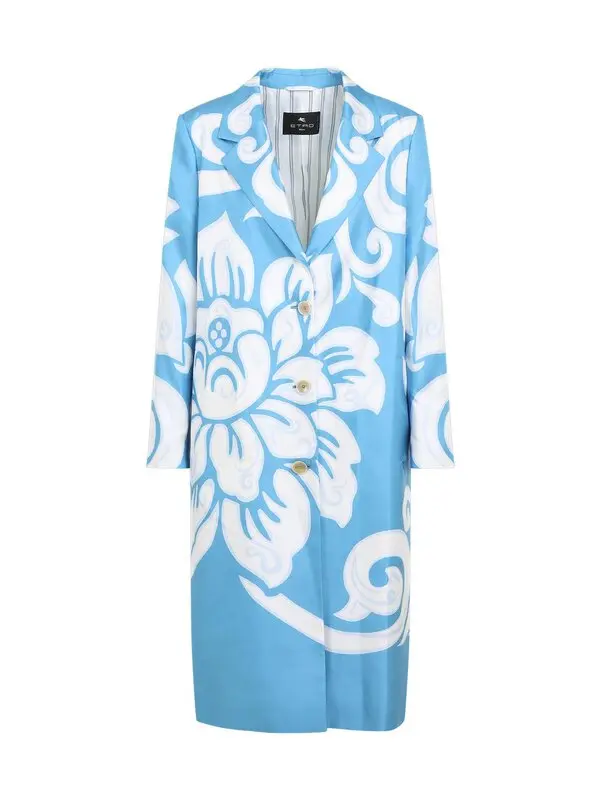 Etro Printed Silk Caban - Blue