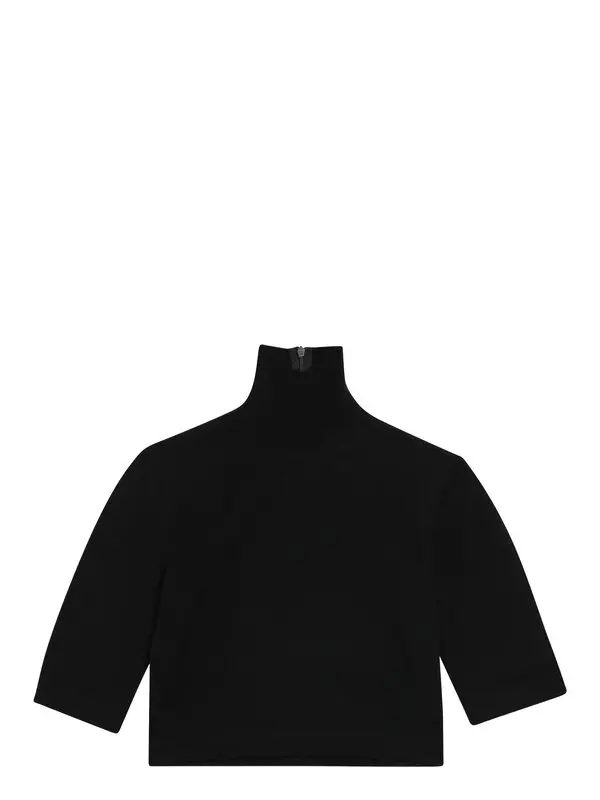 Max Mara Cropped Turtleneck Sweater In Stretch Viscose - Black