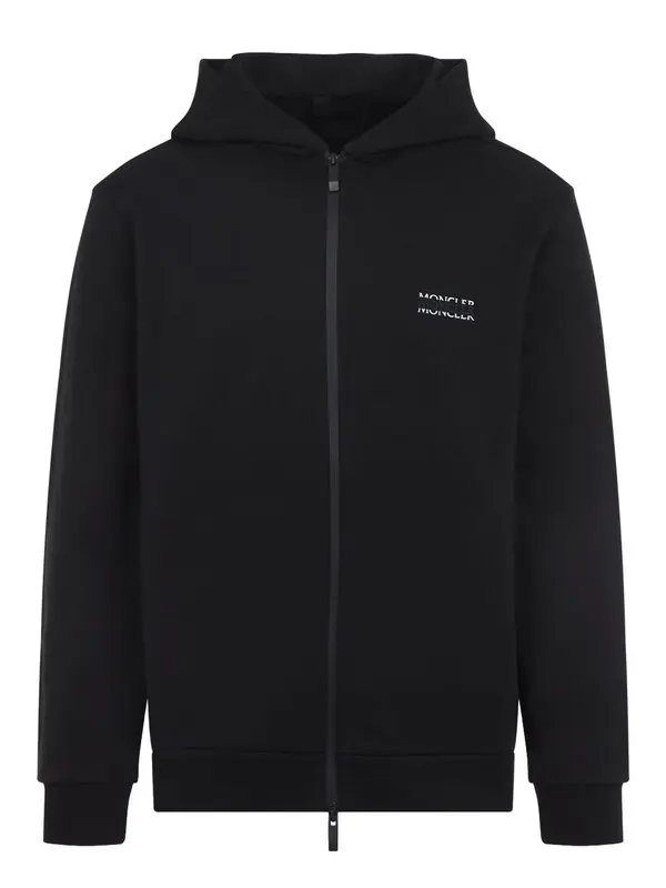 Moncler Cotton Fleece Zip-up Hooded Sweatshirt - Black