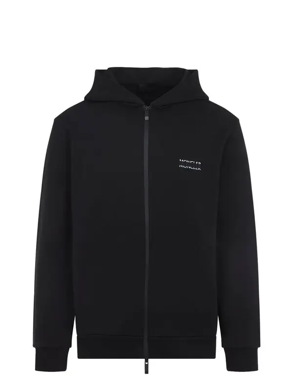 Moncler Cotton Fleece Zip-up Hooded Sweatshirt - Black