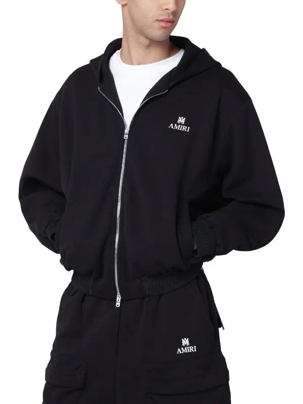Amiri Cotton-blend Full Zip Hoodie - Black