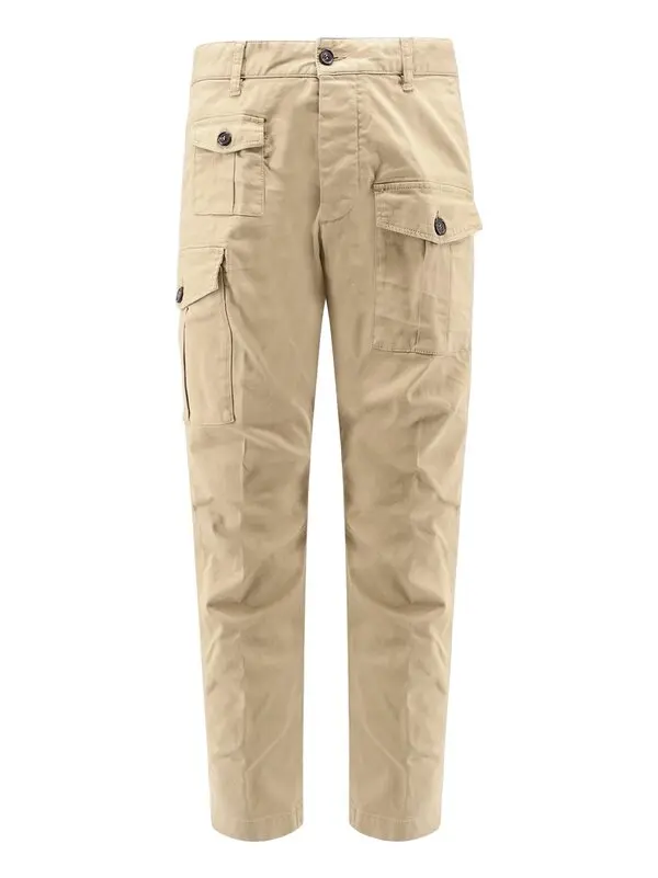 Dsquared2 Beige Cotton Cargo Trousers - Multicolor