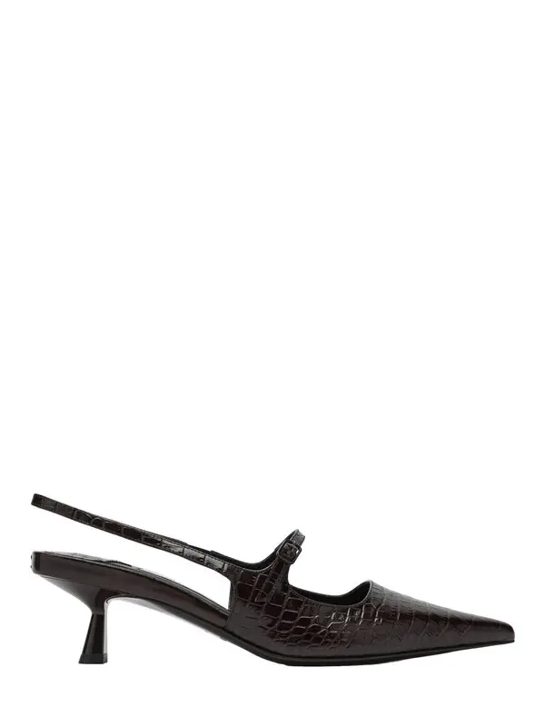 JIMMY CHOO Didi 45 Crocodile Effect Slingback - Brown