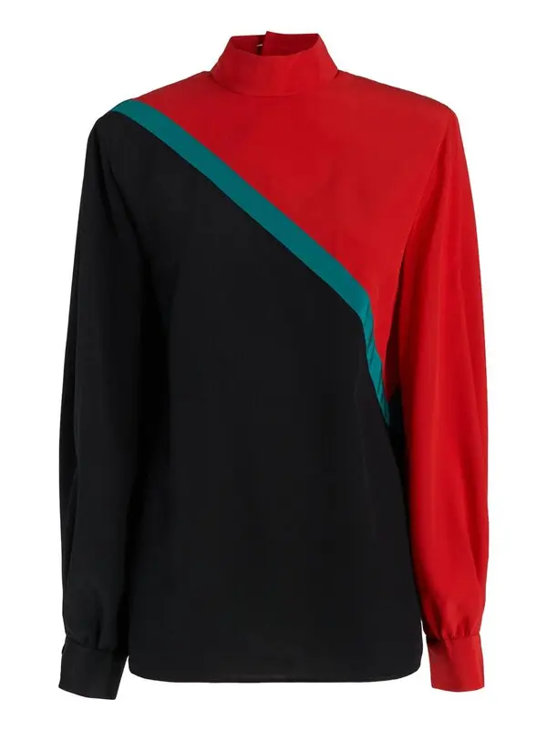 Gucci Color Blocked High Neck Blouse - Multicolor