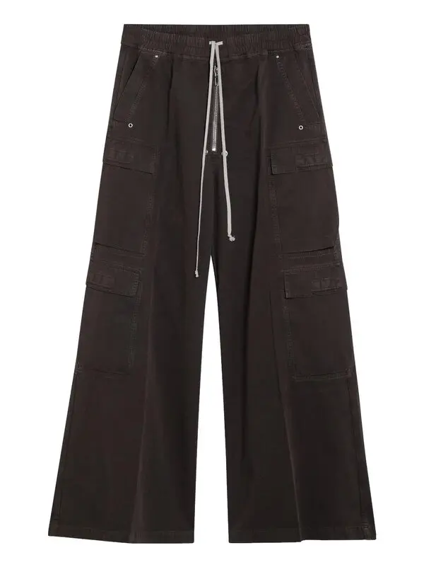 Rick Owens Dark Powder Grey Nylon Cargo Jumbo Belas Trousers - Brown