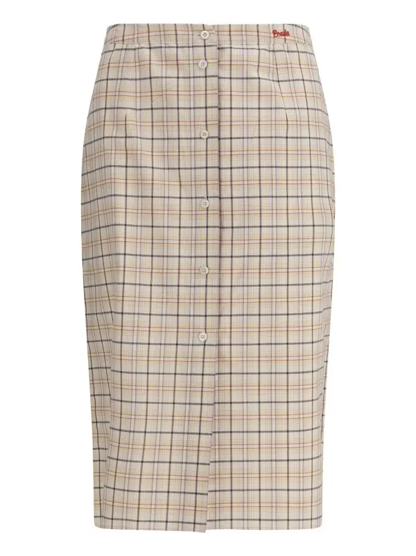 Prada Checked Cotton Poplin Pencil Skirt - Multicolor