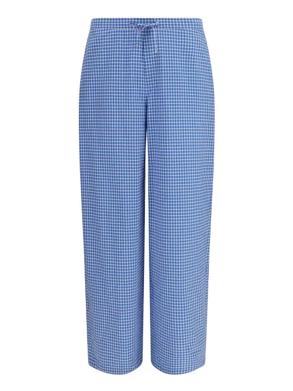 Loewe Drawstring Cotton Checkered Trousers - Blue