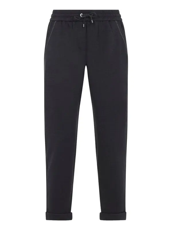 Brunello Cucinelli Carbone Silk Blend Drawstring Track Pants - Gray
