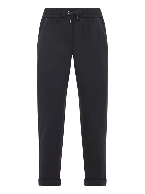 Brunello Cucinelli Carbone Silk Blend Drawstring Track Pants - Gray
