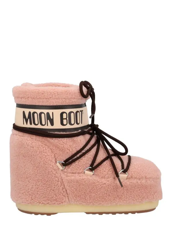 Moon Boot Icon Low Fleece Lace-up Boots - Pink