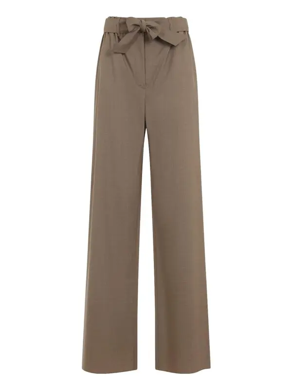 Max Mara Virgin Wool Wide-leg Pants With Bow Detail - Multicolor