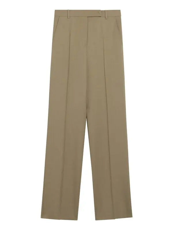 Max Mara Wide-leg Wool And Silk Poplin Trousers - Cream