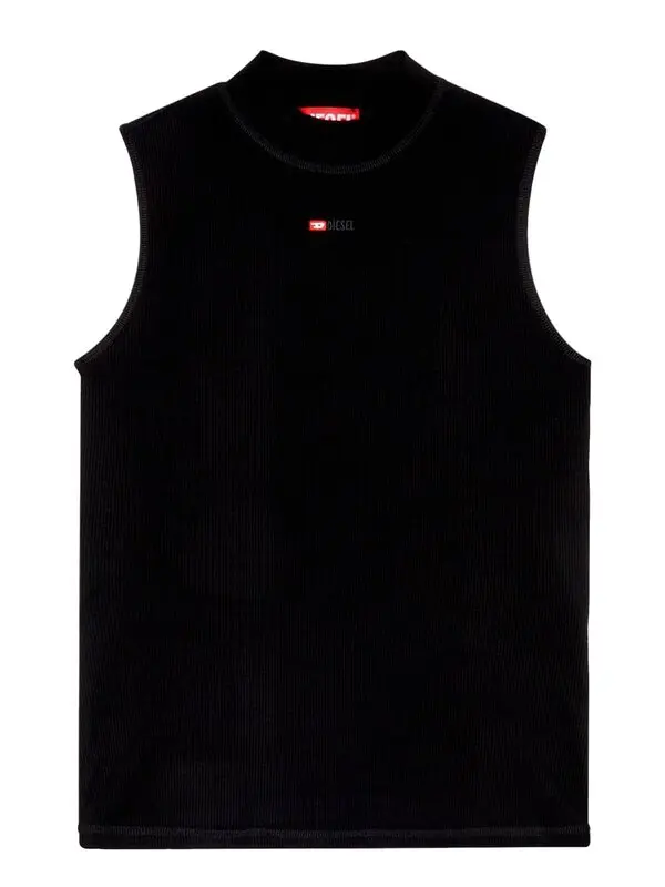DIESEL® Ribbed Knit Mock Neck Sleeveless Tank Top - Multicolor