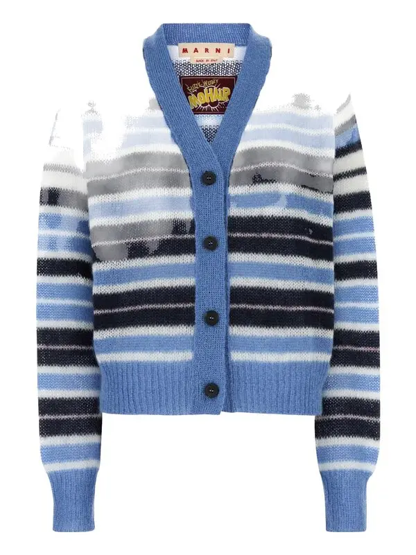 Marni Mohair Blend Cardigan With Stripes - Multicolor