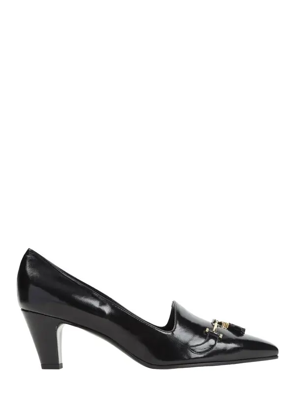 Celine Calfskin Pumps With Gold-tone Detail - Black