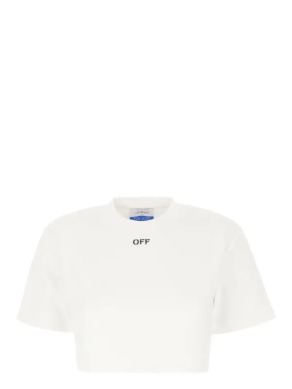 Off-White Ribbed Cropped T-shirt - Multicolor