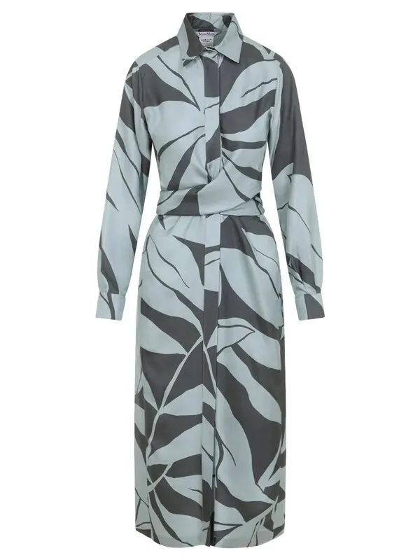 Max Mara Robinia Printed Silk Midi Dress - Green
