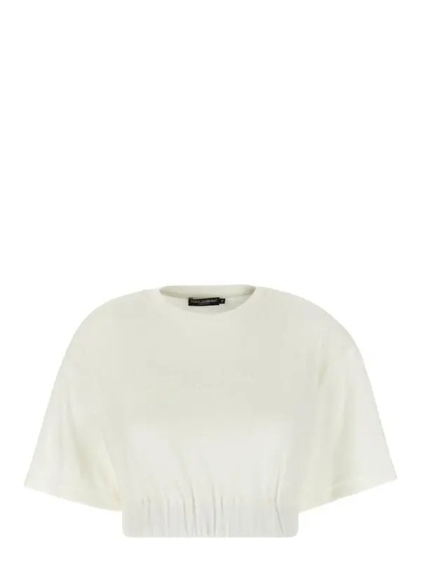 Dolce & Gabbana Cropped T-shirt With Logo Detail - Multicolor
