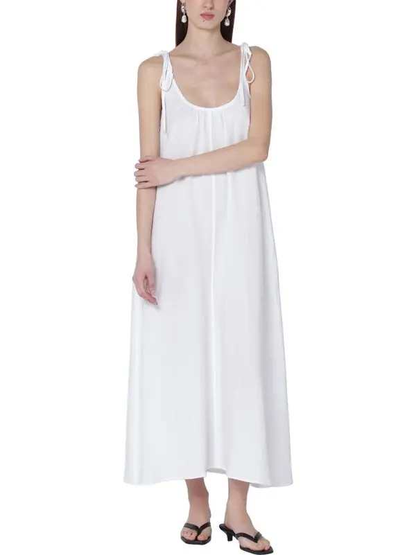 ANINE BING Long Linen-blend Dress - White