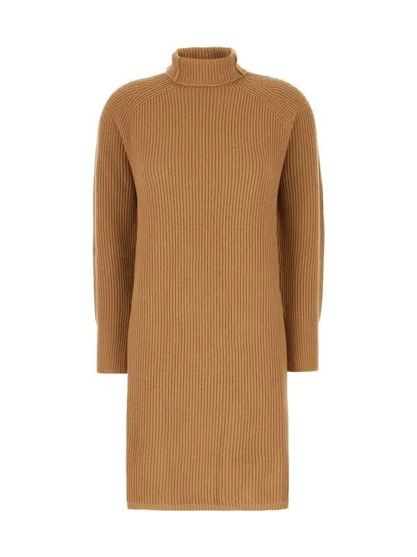 Max Mara Ribbed Turtleneck Dress - Multicolor