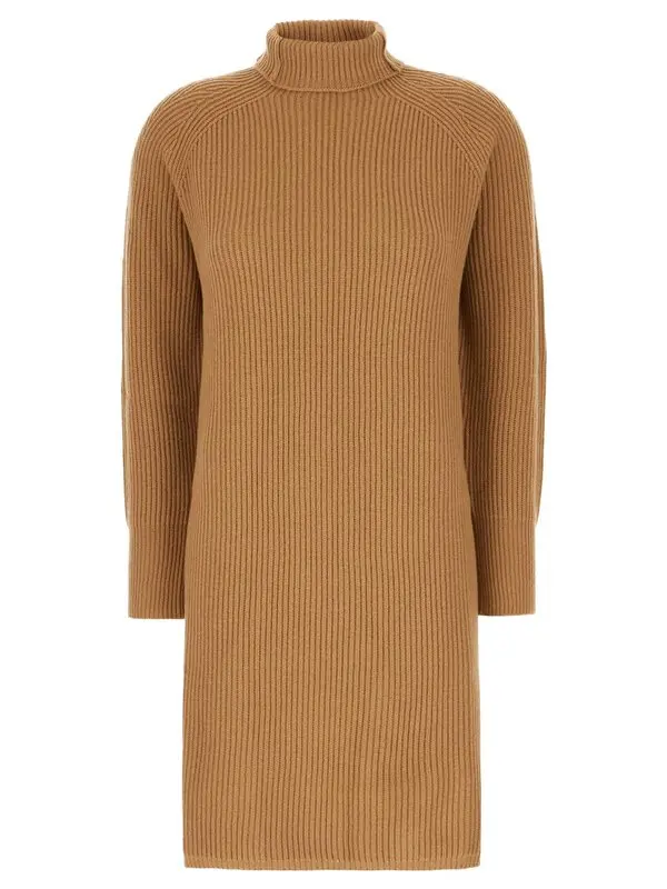 Max Mara Ribbed Turtleneck Dress - Multicolor