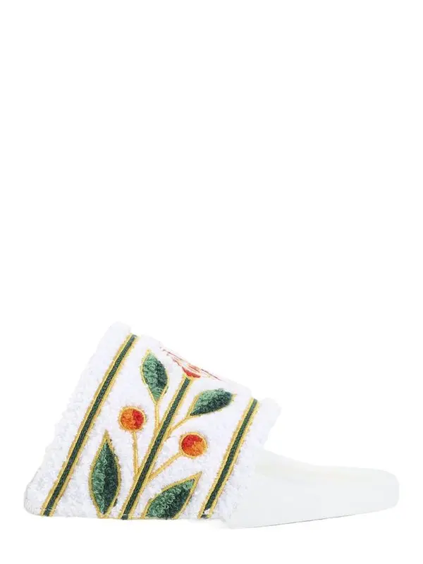 Casablanca Embroidered Terry Slides - White