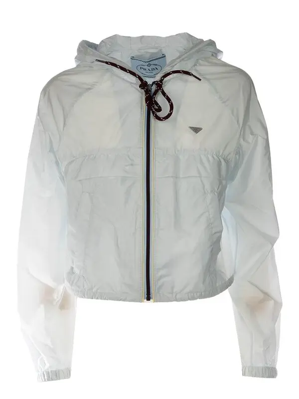 Prada Cropped Hooded Jacket With Drawstring - Multicolor