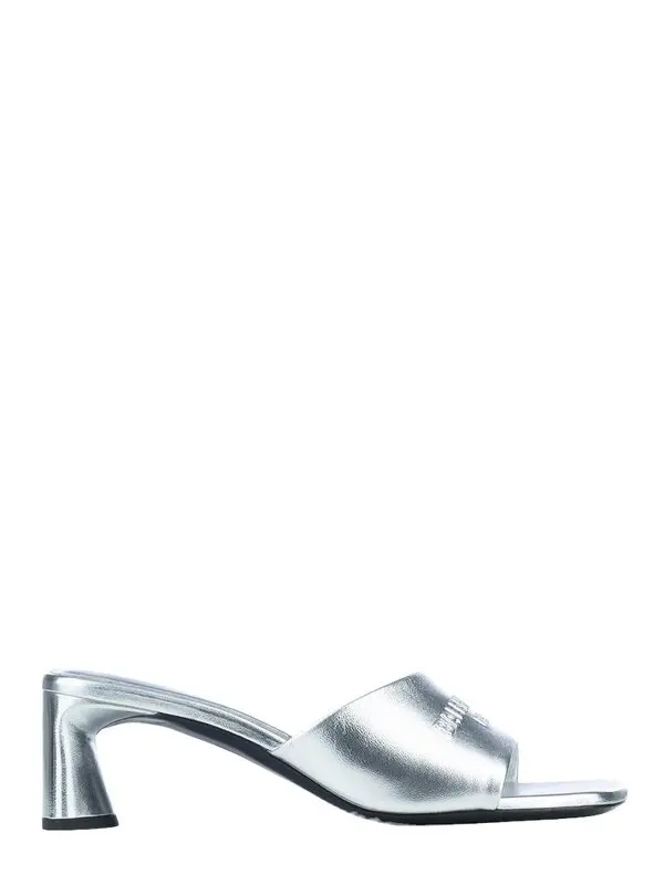 Balenciaga Silver Metallic Heeled Mules - Multicolor
