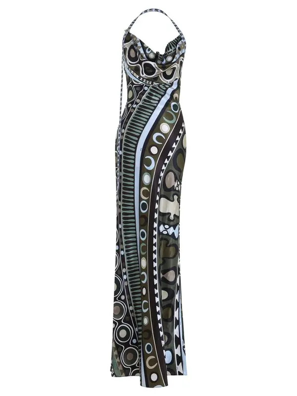 Emilio Pucci Printed Long Halterneck Dress - Multicolor