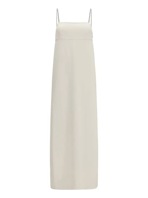Brunello Cucinelli Long Silk Dress With Monili Chain Detail - White