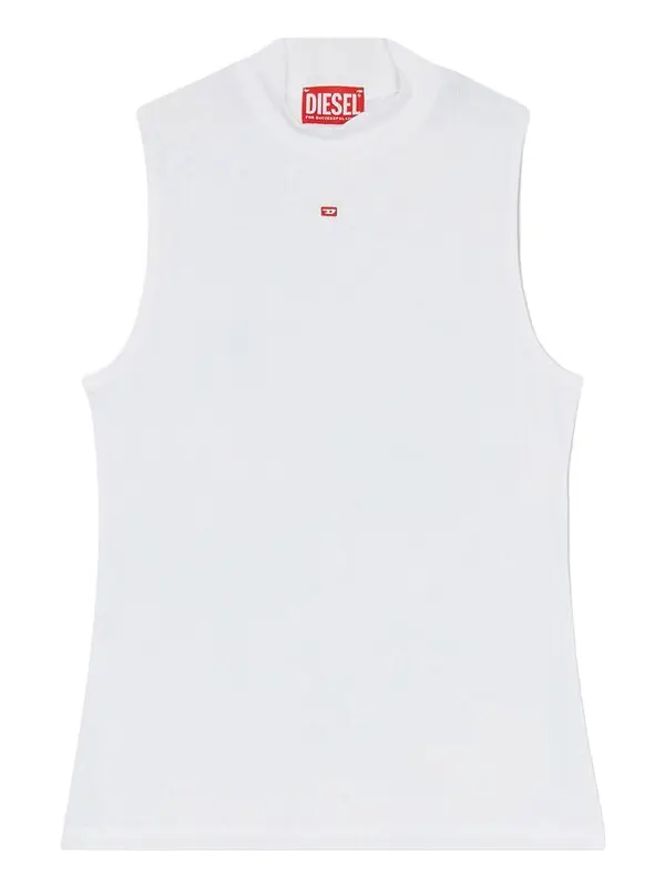 DIESEL® Ribbed Stretch Viscose Mock Neck Tank Top - Multicolor