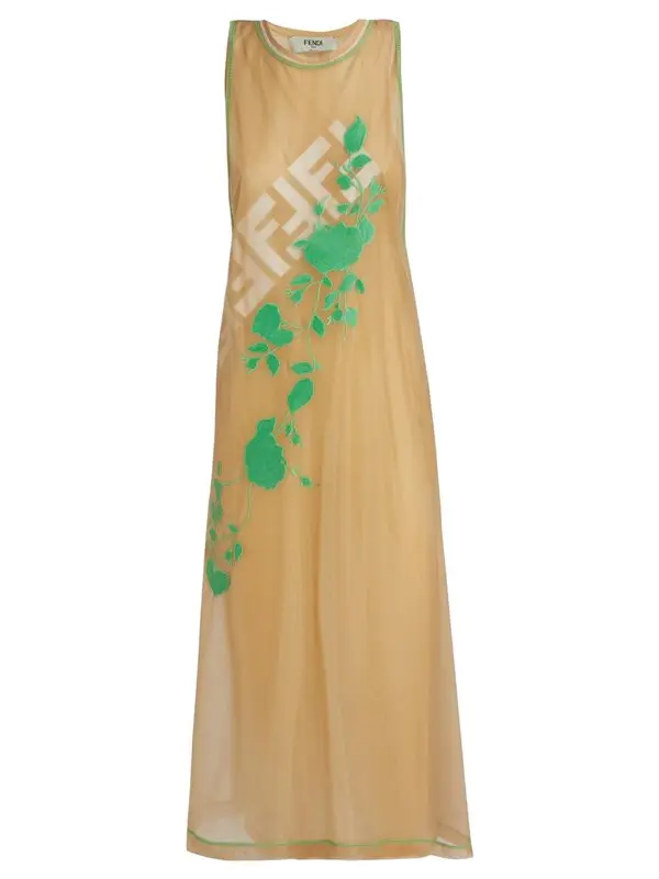 Fendi Embroidered Sleeveless Dress - Multicolor