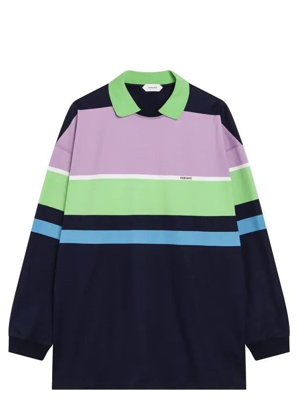 Versace Color-block Striped Long-sleeve Cotton Mini Dress - Multicolor
