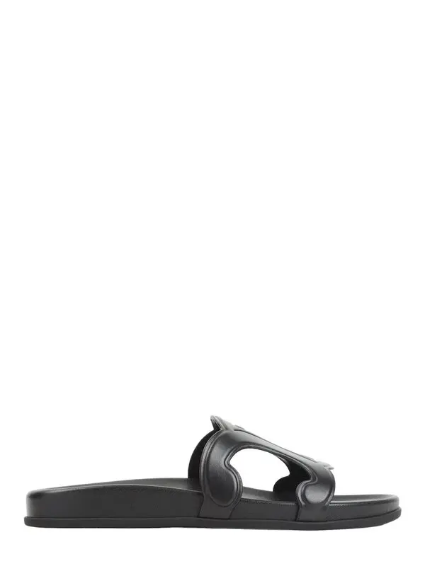 Celine Triomphe Calfskin Slide Sandals - Black