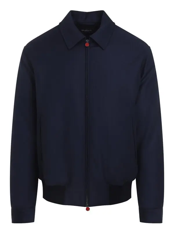 Kiton Virgin Wool And Cashmere Blend Bomber Jacket - Blue