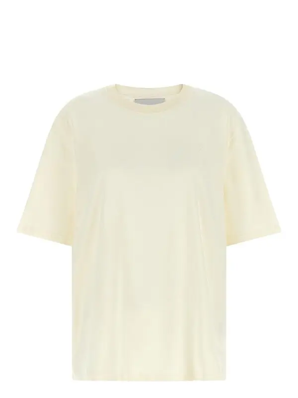 Ami Heavy Cotton T-shirt With Embossed Logo - White