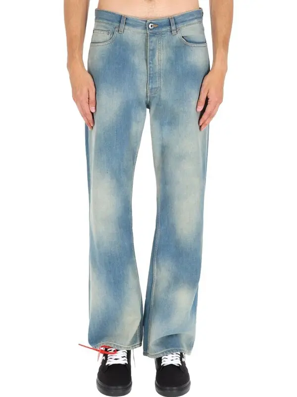 Off-White Diag Raw Patch Jeans - Blue
