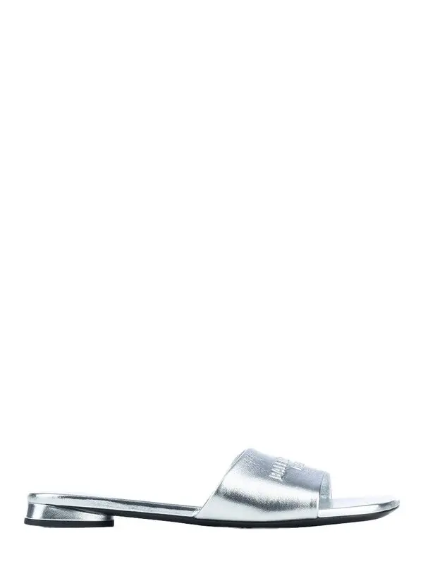 Balenciaga Silver Metallic Mule Slides - Multicolor