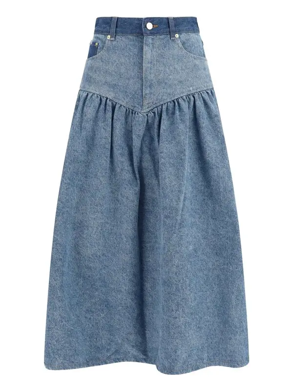 GANNI Stretch Denim Skirt - Blue