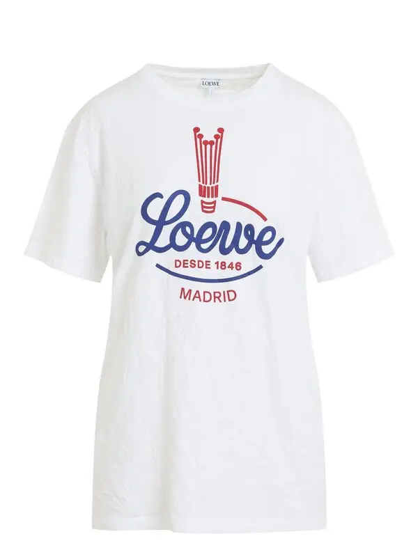 Loewe Crinkled Cotton-blend T-shirt With Adjustable Draping And Logo Print - White