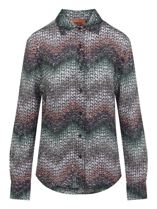 Missoni Caperdoni Knitted Viscose Shirt With Rhinestones - Multicolor