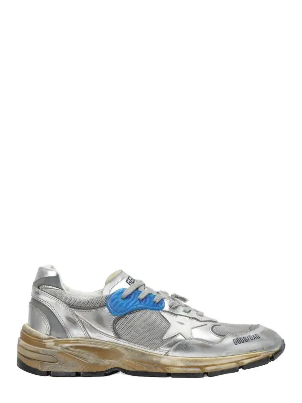 GOLDEN GOOSE Dad-star Sneakers In Laminated Leather And Mesh - Silver