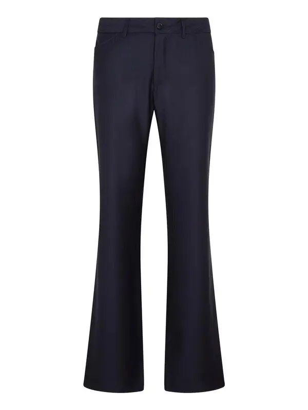 Etro Wool Pinstripe Bootcut Trousers - Blue